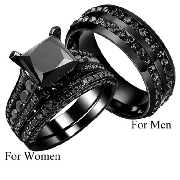 Jewelry | Black Wedding Ring Set | Poshmark